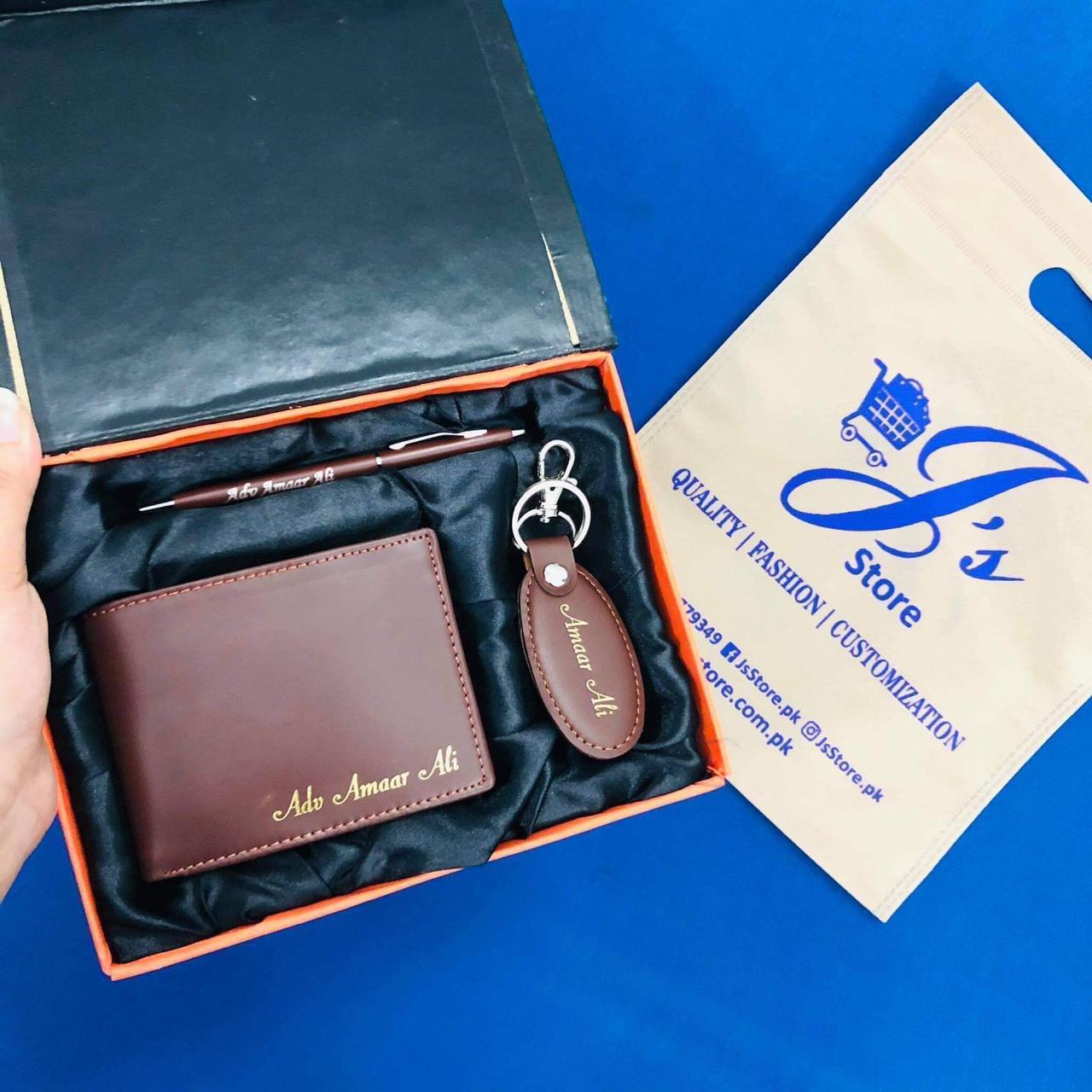 Name Engraved Wallet Keychain & Pen Gift-set - J's Store | Gifts For Him