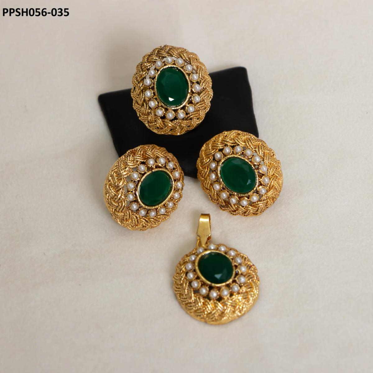 Pearl Locket Set Green - J's Store