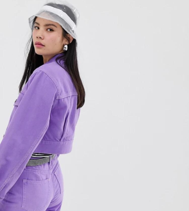 Denim Cropped Trucker Jacket Lilac - J's Store | Women Trendy Clothing